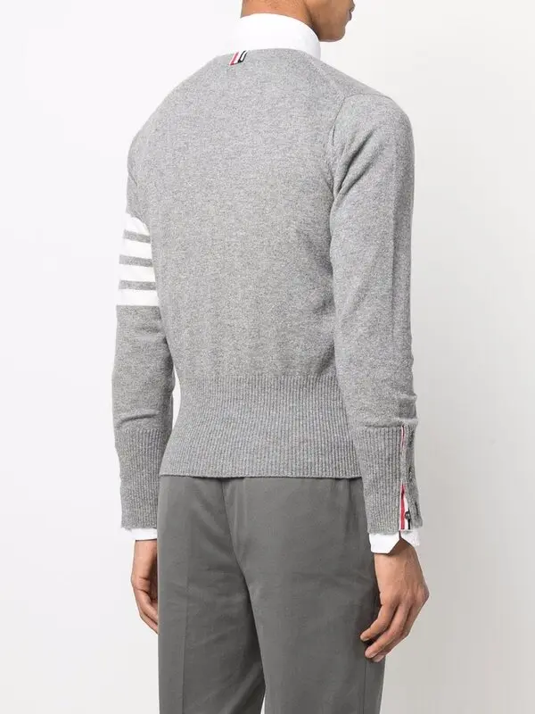 Thom Browne 4-bar Stripe Knit Cardigan - Grey