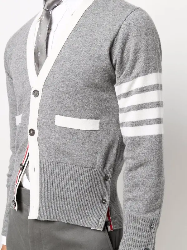Thom Browne 4-bar Stripe Knit Cardigan - Grey