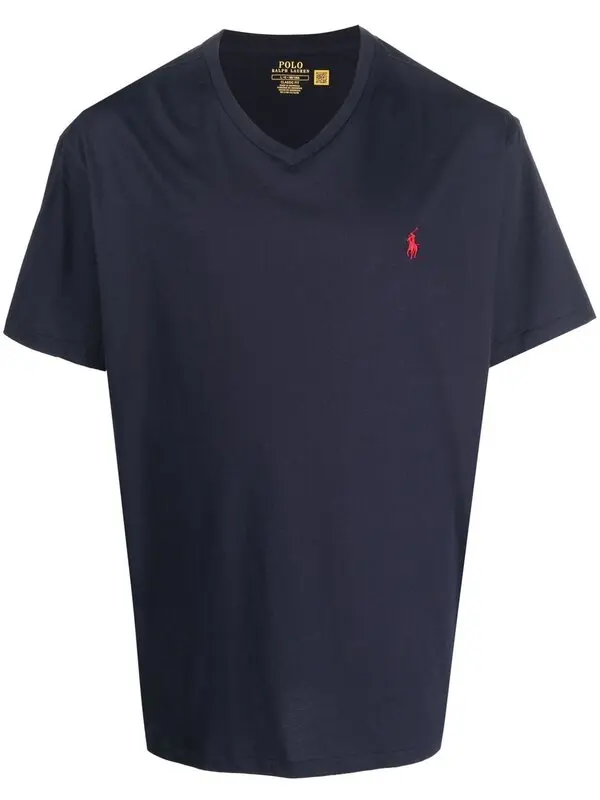 Polo Ralph Lauren V-neck T-shirt With Signature Pony Motif - Blue