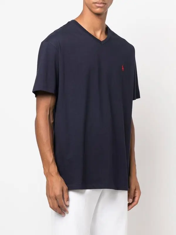 Polo Ralph Lauren V-neck T-shirt With Signature Pony Motif - Blue