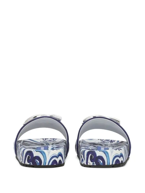 Dolce & Gabbana Majolica-print Leather Slides