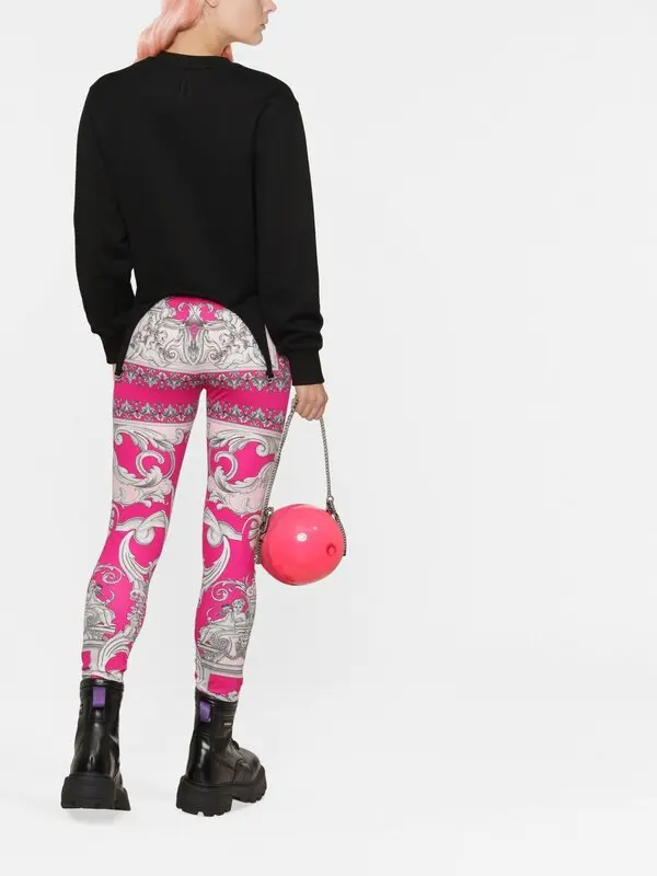 Versace Silver Baroque-print Leggings