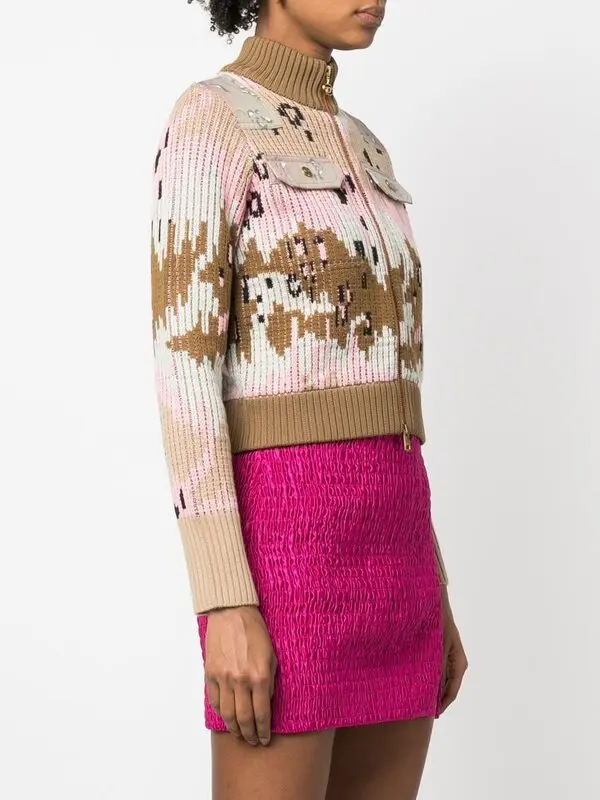 DIESEL® Multicolour Wool Blend Knit Zip-up Jacket