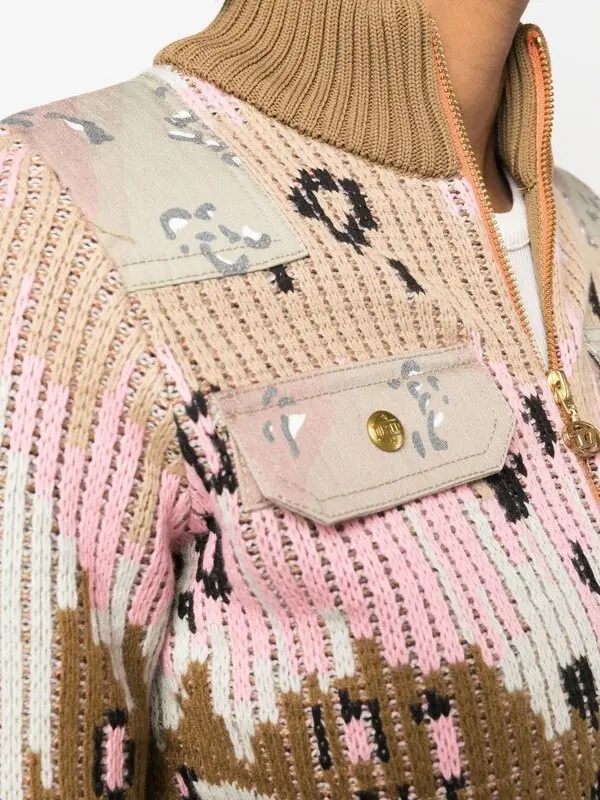 DIESEL® Multicolour Wool Blend Knit Zip-up Jacket