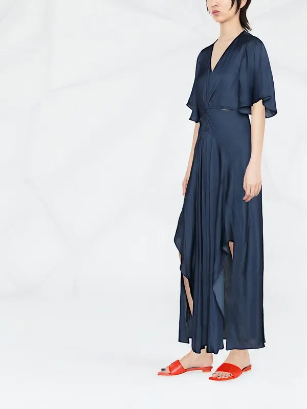 Maje Reniline Satin Cut-out Maxi Dress
