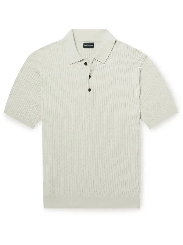 Club Monaco Cable-knit Cotton-blend Polo Shirt Xs