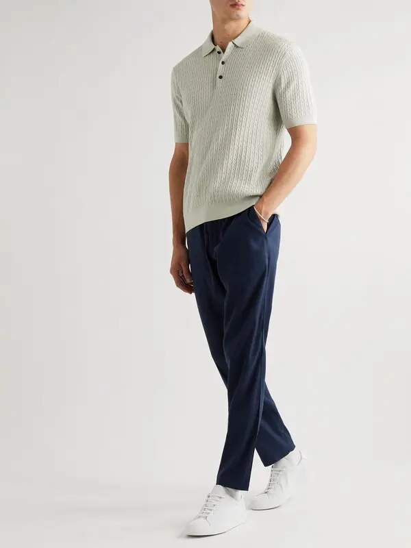 Club Monaco Cable-knit Cotton-blend Polo Shirt Xs