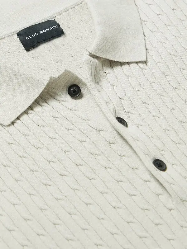 Club Monaco Cable-knit Cotton-blend Polo Shirt Xs