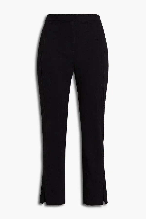 Theory Cropped Waffleknit Cottonblend Straightleg Pants - Black