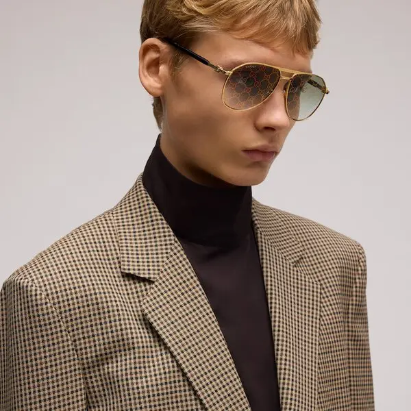 Gucci Navigator Frame Sunglasses - Gold