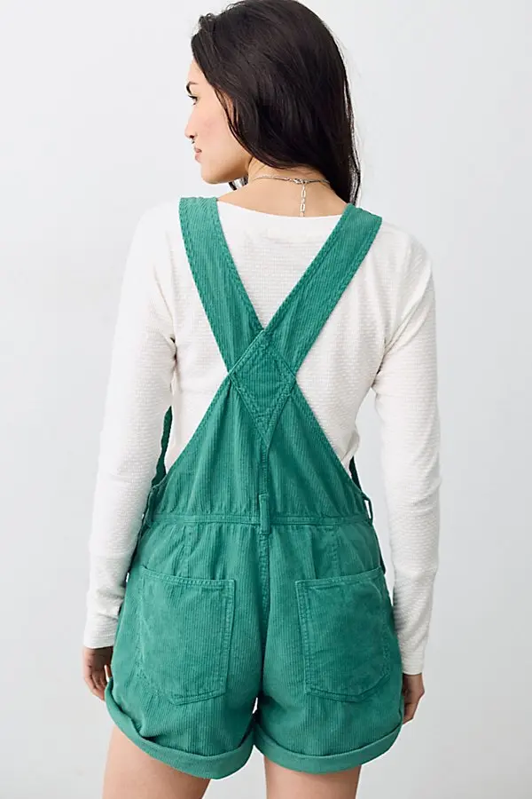 Free People We The Free Ziggy Cord Shortalls - Green
