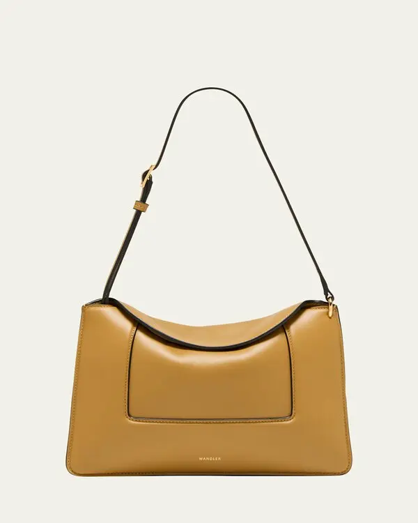 WANDLER Penelope Fold-over Flap Leather Shoulder Bag - Moth