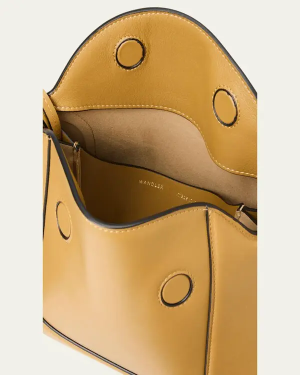 WANDLER Penelope Fold-over Flap Leather Shoulder Bag - Moth