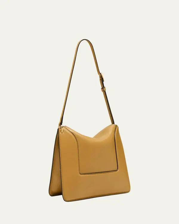 WANDLER Penelope Fold-over Flap Leather Shoulder Bag - Moth