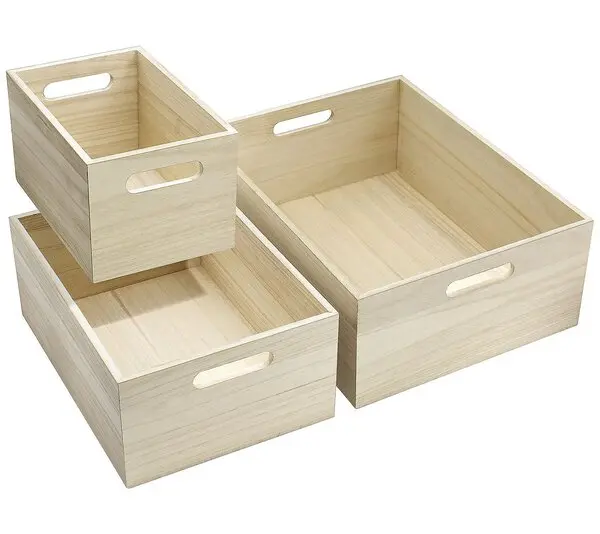 SORBUS Wooden Storage Bins 3 Piece Set - One-color