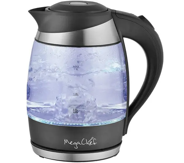 MEGACHEF 1.8-liter Glass & Stainless Steel Elec Tric Teakettle - Silver