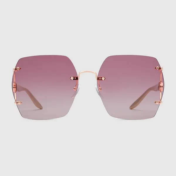 Gucci Geometric Rimless Sunglasses - Gold