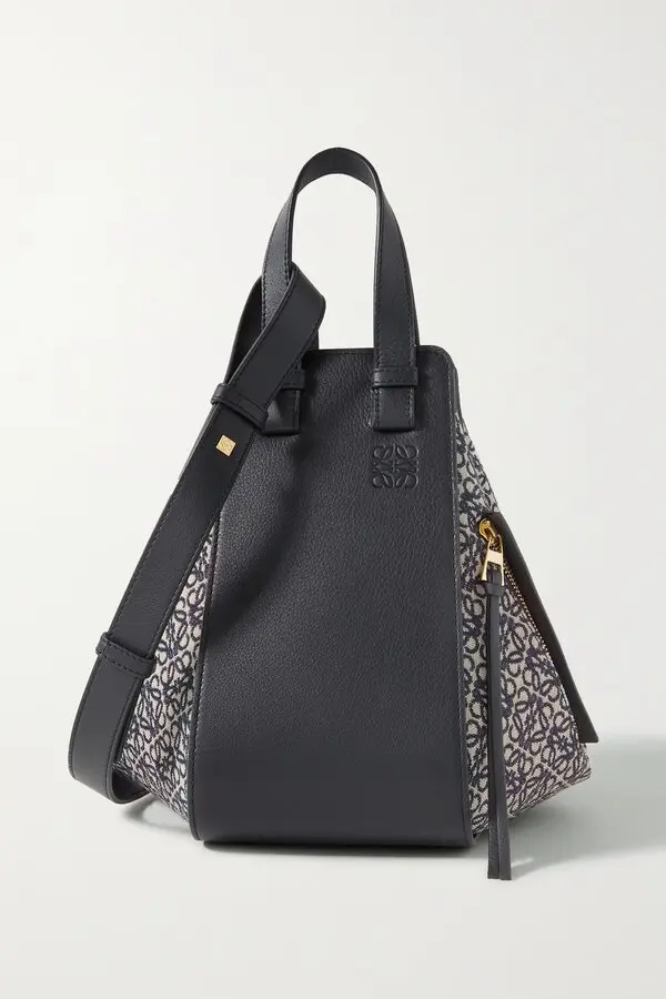 Loewe Hammock Small Paneled Textured-leather And Canvas-jacquard Tote