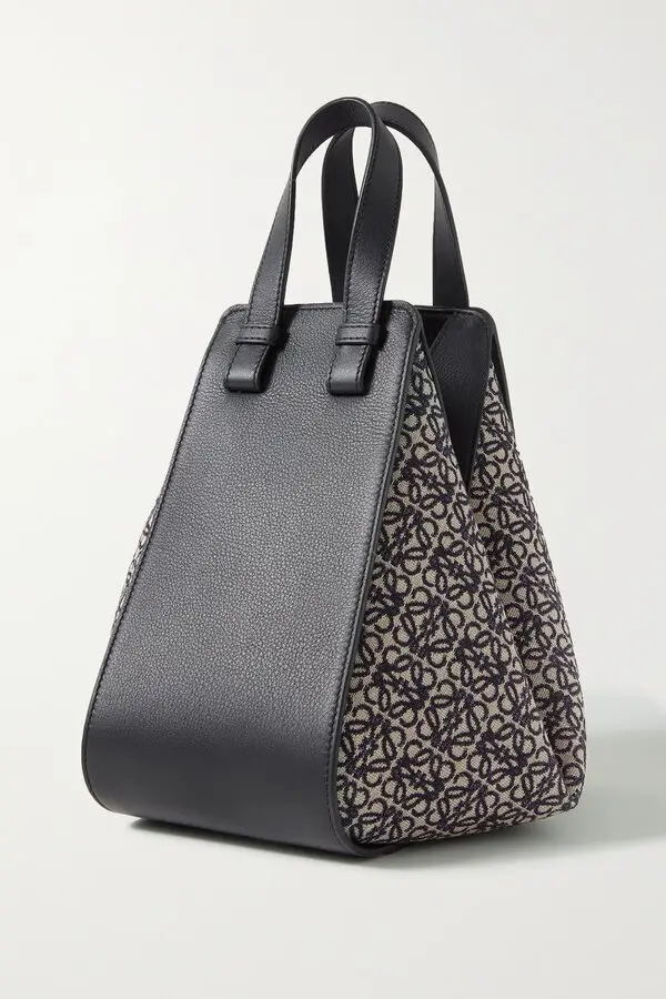 Loewe Hammock Small Paneled Textured-leather And Canvas-jacquard Tote