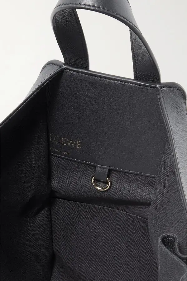 Loewe Hammock Small Paneled Textured-leather And Canvas-jacquard Tote