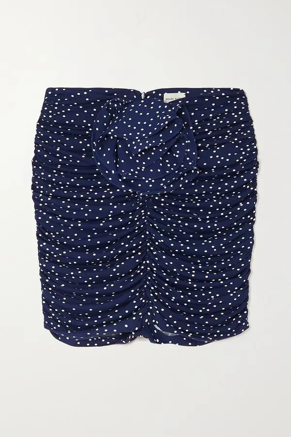 Magda Butrym Embellished Ruched Polka-dot Mini Skirt - Blue