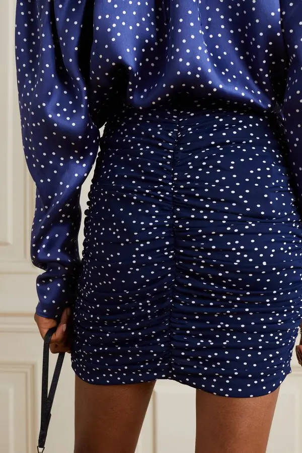Magda Butrym Embellished Ruched Polka-dot Mini Skirt - Blue