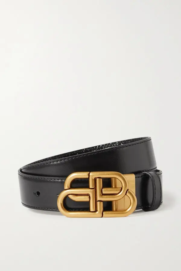 Balenciaga Bb Reversible Leather Waist Belt - Black