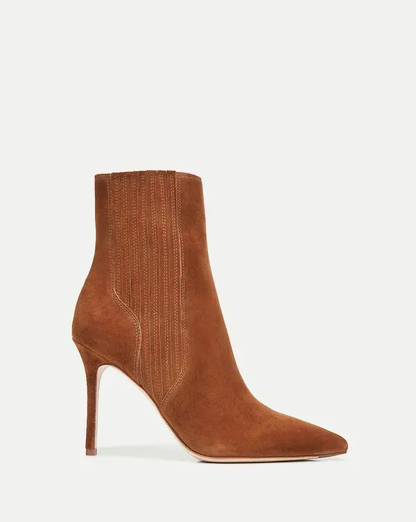 Veronica Beard Lisa Stiletto Mid-heel Ankle Boots - Chestnut