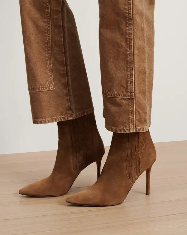Veronica Beard Lisa Stiletto Mid-heel Ankle Boots - Chestnut