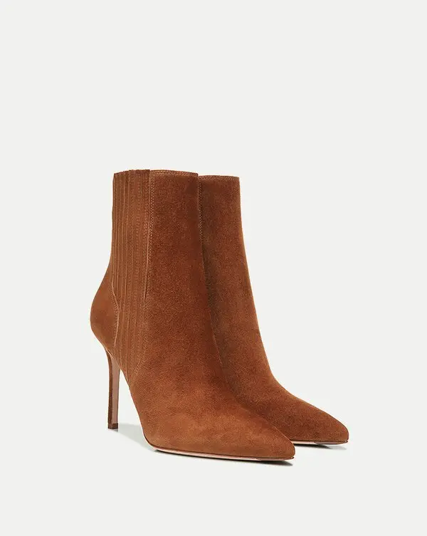 Veronica Beard Lisa Stiletto Mid-heel Ankle Boots - Chestnut