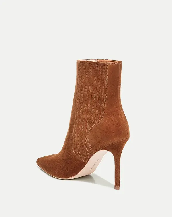 Veronica Beard Lisa Stiletto Mid-heel Ankle Boots - Chestnut