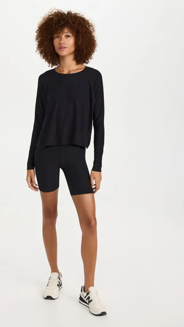 Beyond Yoga Featherweight Daydreamer Pullover Long Sleeve Tee - Darkest Night