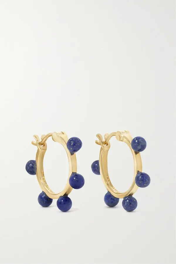 Mateo Small Dot 14-karat Lapis Lazuli Hoop Earrings - Gold