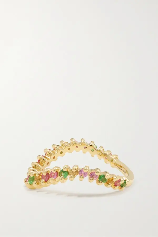 Yvonne Léon Alliance Vague Sapphire And Tsavorite Ring
