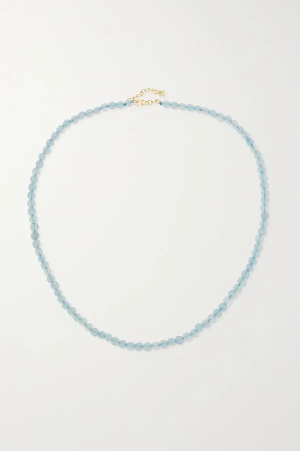 Mateo 14-karat Aquamarine Beaded Necklace - Gold
