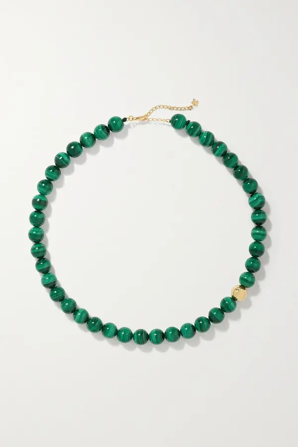 Mateo 14-karat And Malachite Beaded Necklace - Gold
