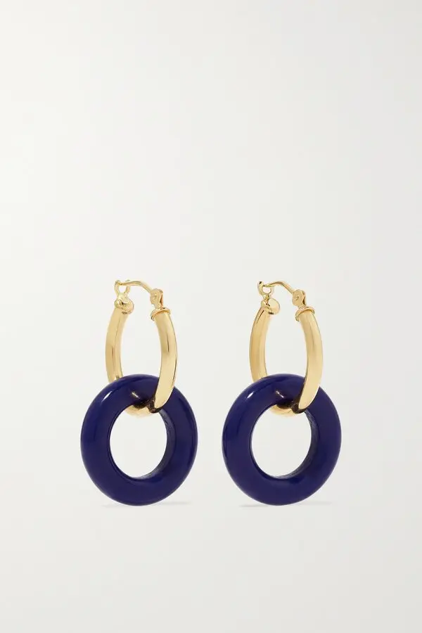 Mateo Donut 14-karat Lapis Lazuli Hoop Earrings - Gold