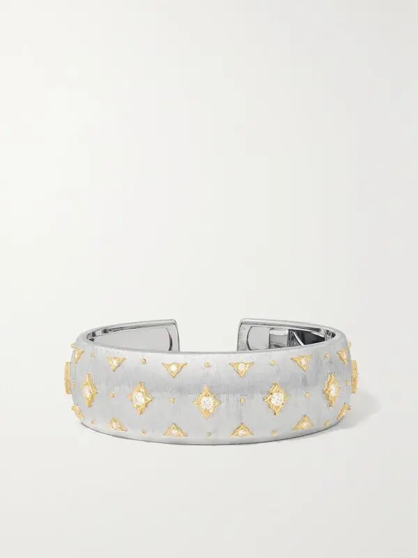 Buccellati 18-karat Gold And Diamond Cuff - Silver