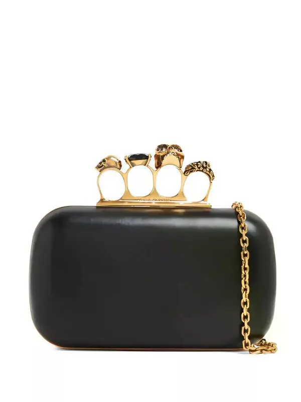 Alexander McQueen Four Ring Knuckle Clutch - Black