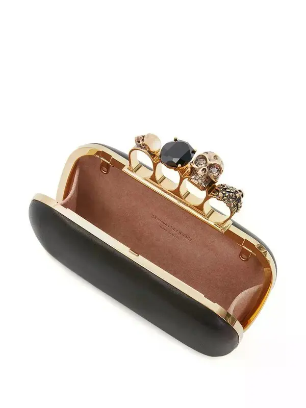Alexander McQueen Four Ring Knuckle Clutch - Black