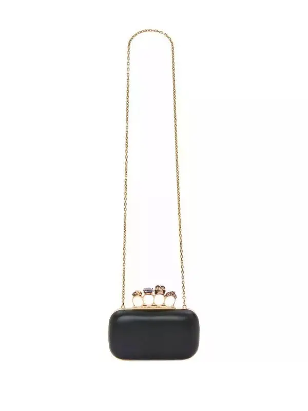Alexander McQueen Four Ring Knuckle Clutch - Black