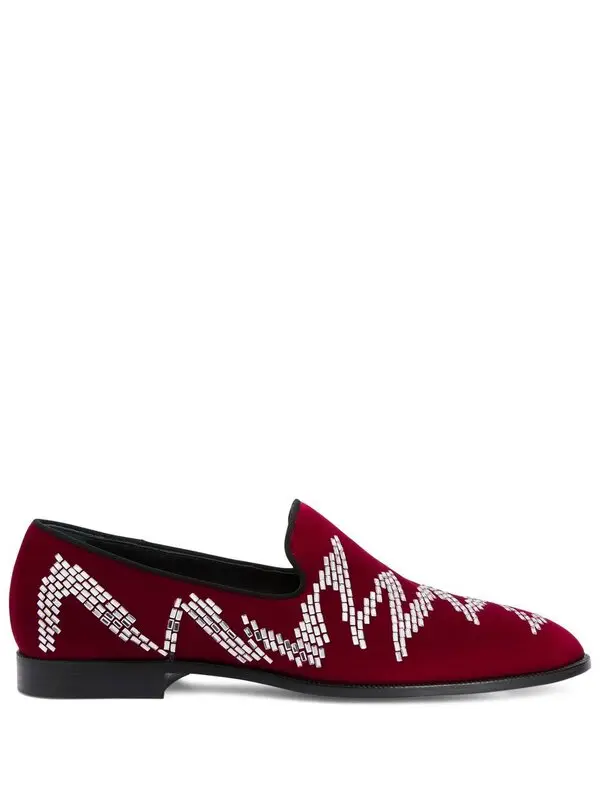 GIUSEPPE ZANOTTI Jareth Shake Embellished Loafers - Red