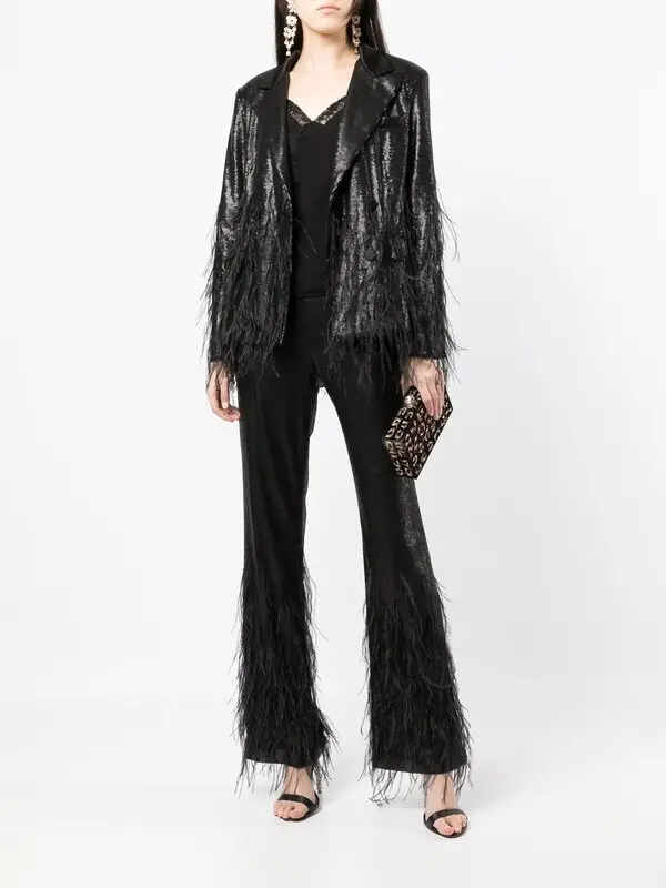 SEMSEM Feather-detail Sequin-embellished Blazer