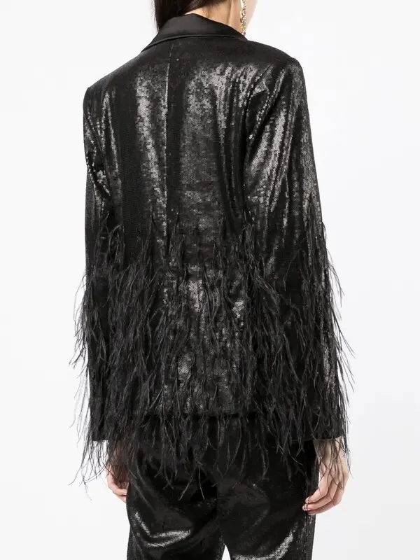SEMSEM Feather-detail Sequin-embellished Blazer