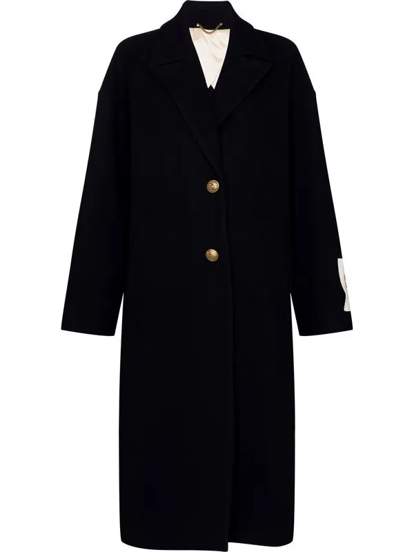 GOLDEN GOOSE Logo-patch Single-breasted Coat