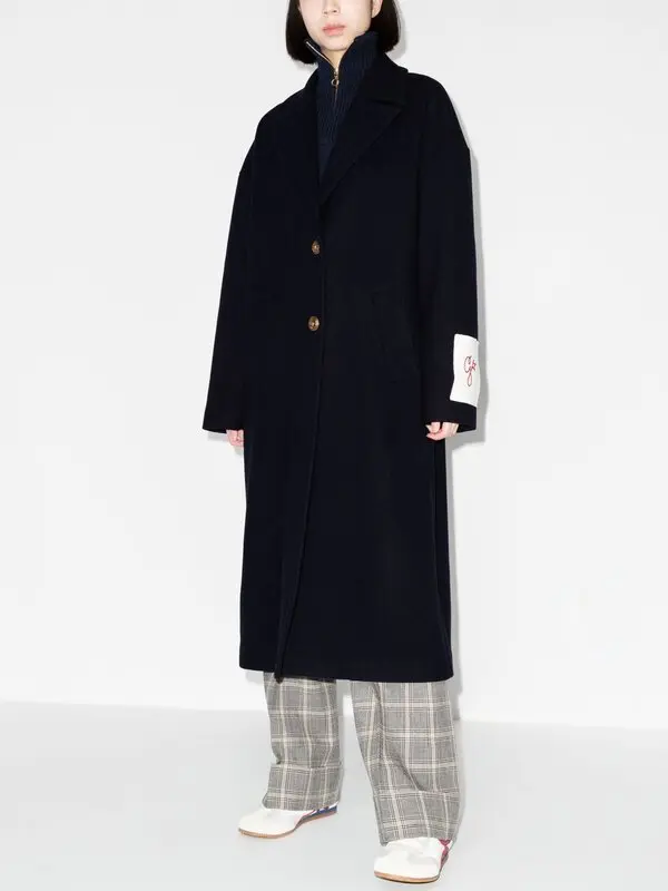 GOLDEN GOOSE Logo-patch Single-breasted Coat