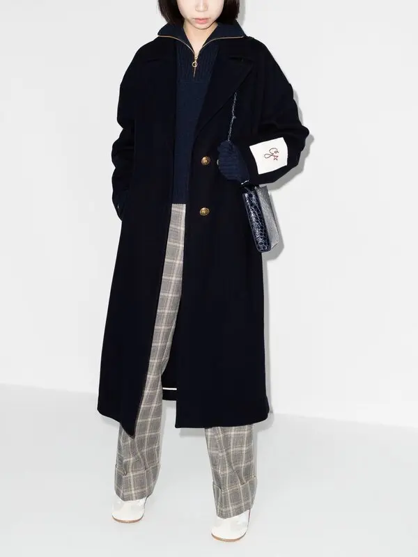 GOLDEN GOOSE Logo-patch Single-breasted Coat