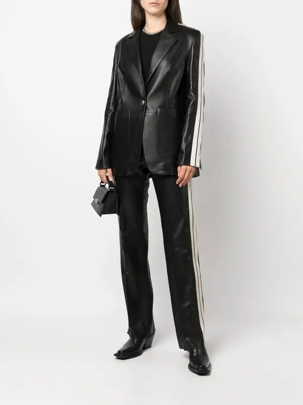 Palm Angels Side Stripe Leather Blazer