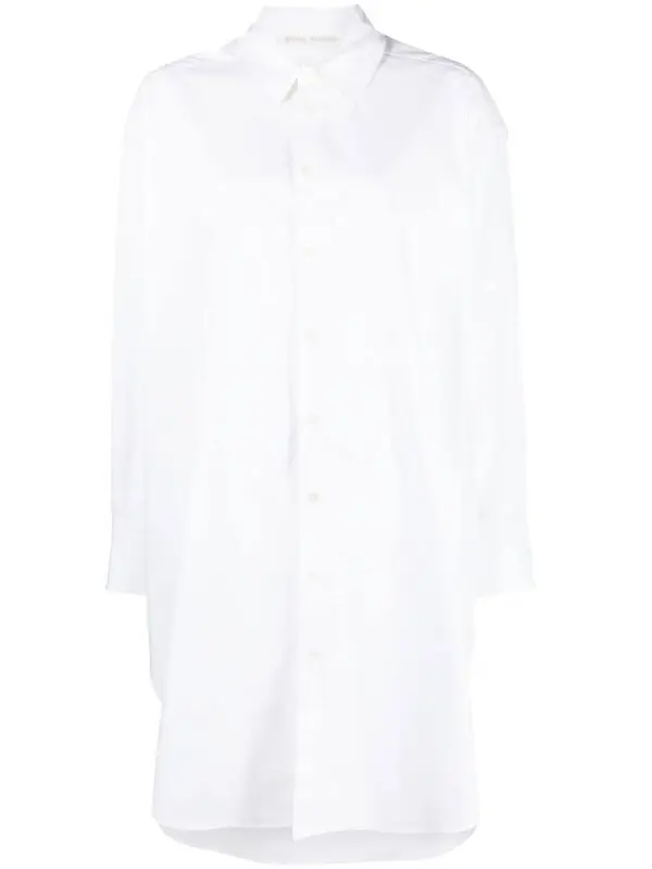 Palm Angels Rhinestone Logo Shirt Dress - White