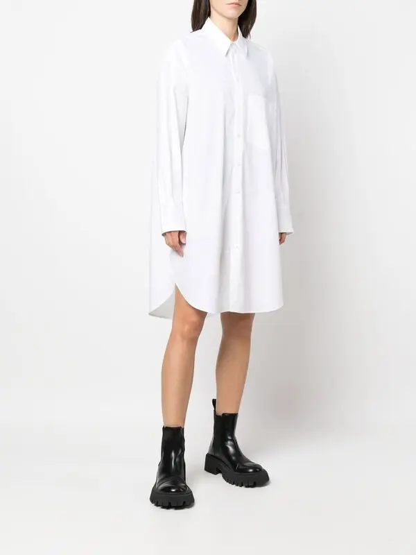 Palm Angels Rhinestone Logo Shirt Dress - White